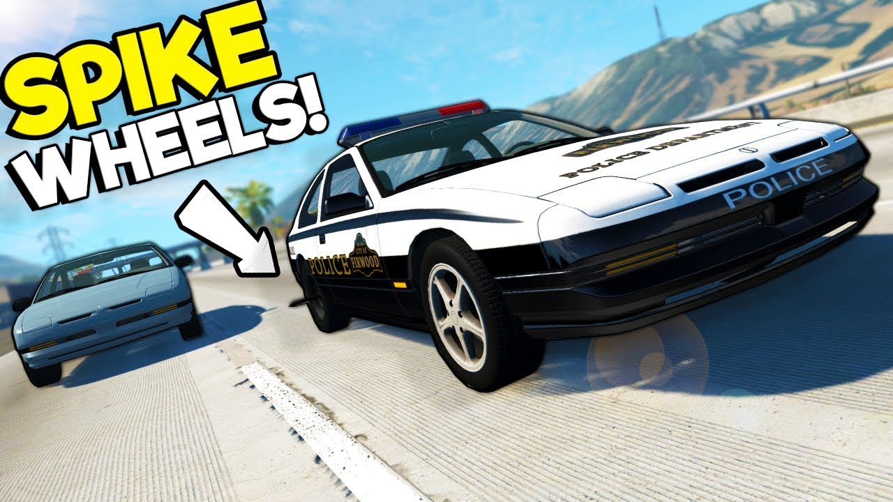 Police Use Spike Wheels to Stop Suspects! - BeamNG Gameplay & Crashes ...