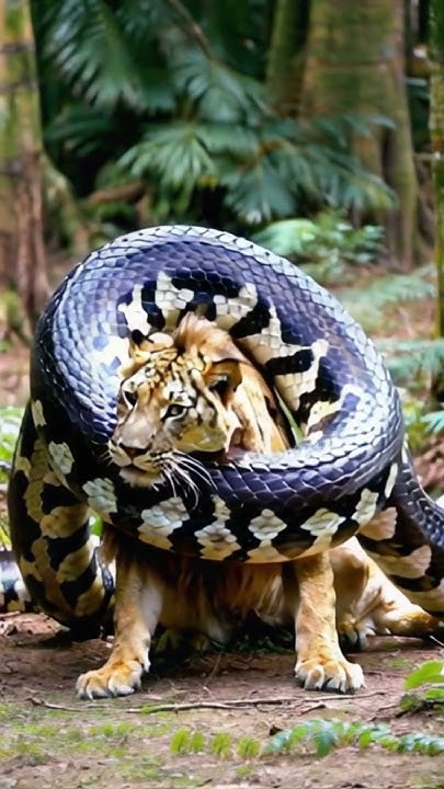 Lion cannot defeat the power of giant pythons #lion #animals #python ...