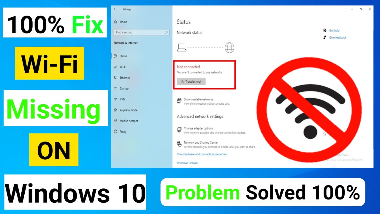 WiFi Not Showing on Windows 100% Problem Fix || Missing Wifi Problem ...