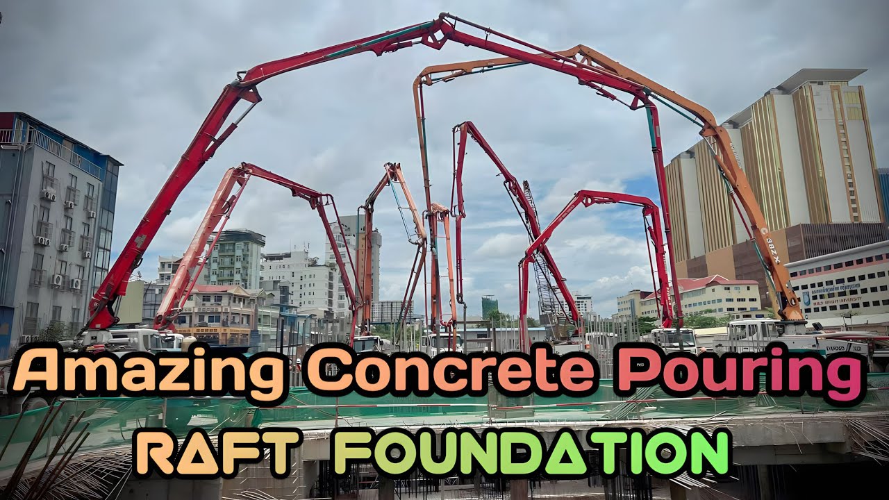 Amazing Concrete Pouring Raft Foundation 3000M³ | Ready Mix Concrete ...