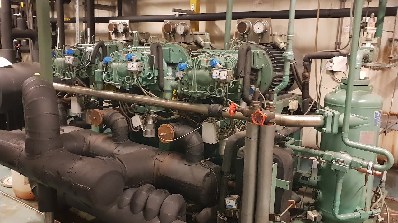 Bitzer OSN 7461-K freon screw refrigeration package - YouTube