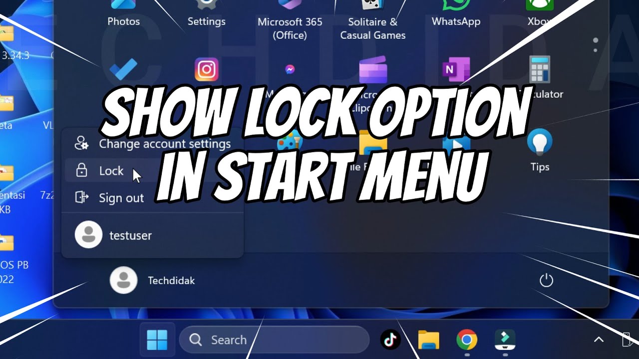 How to Show Lock Option in Start Menu Windows 11 - YouTube