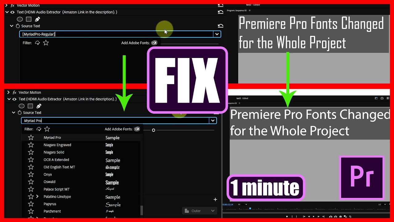 FIX Premiere Pro Fonts Changed for the Whole Project - YouTube
