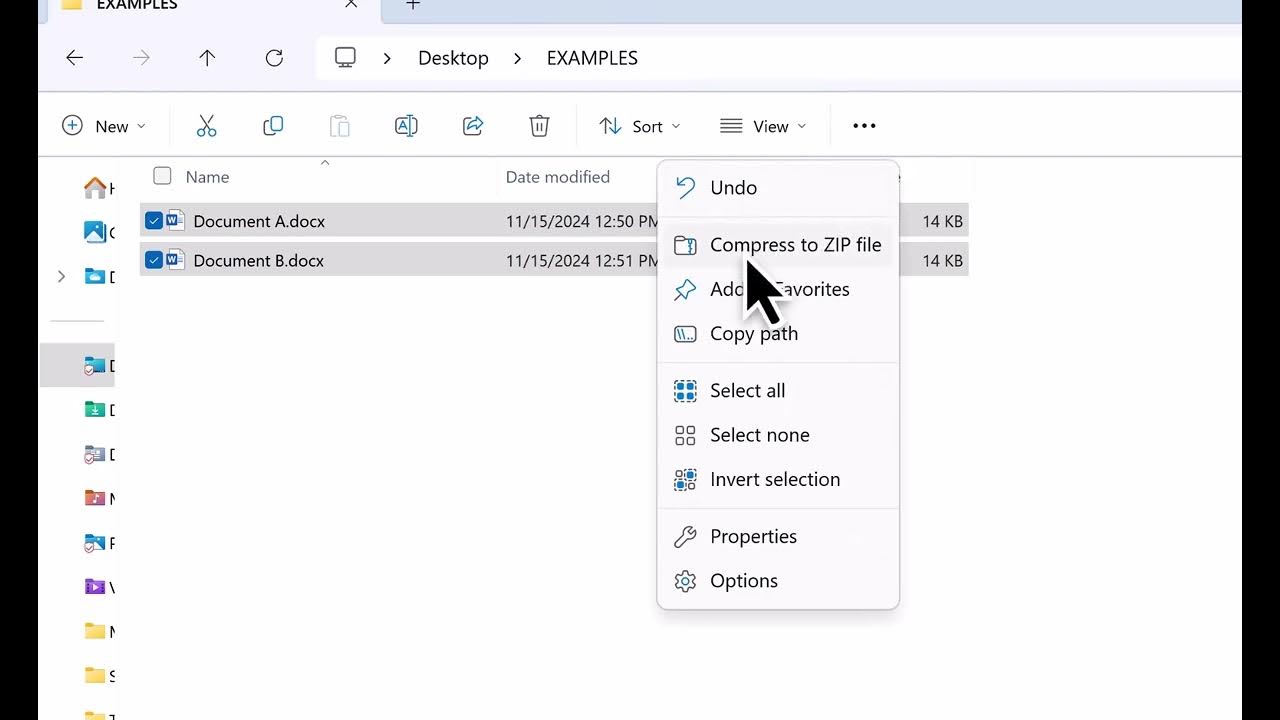 How to Place Multiple Files in a Zipped Compressed Folder - YouTube
