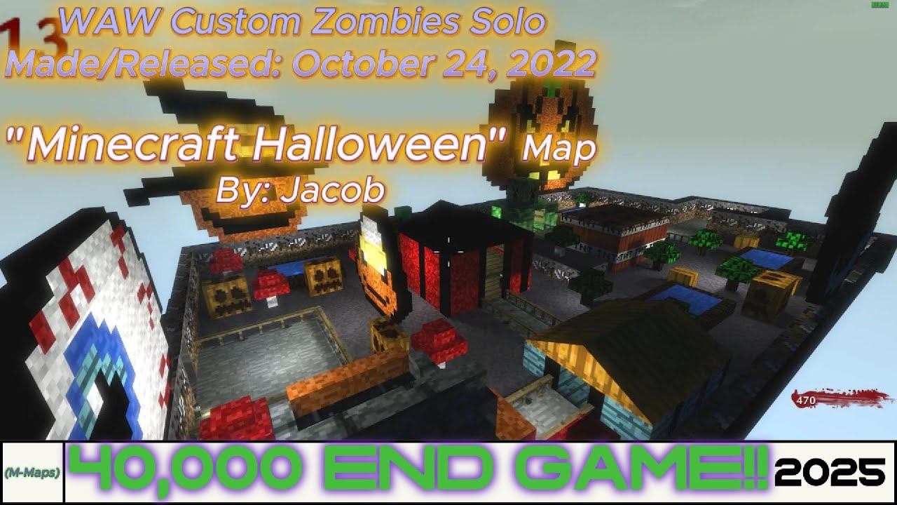 WAW Custom Zombies Solo "Minecraft Halloween" Completed - YouTube