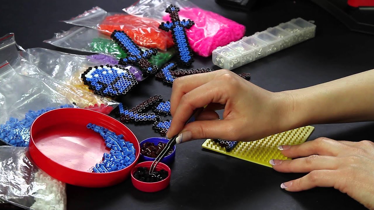 Tutorial Pyssla hama beads accetta ascia diamante incantato minecraft ...