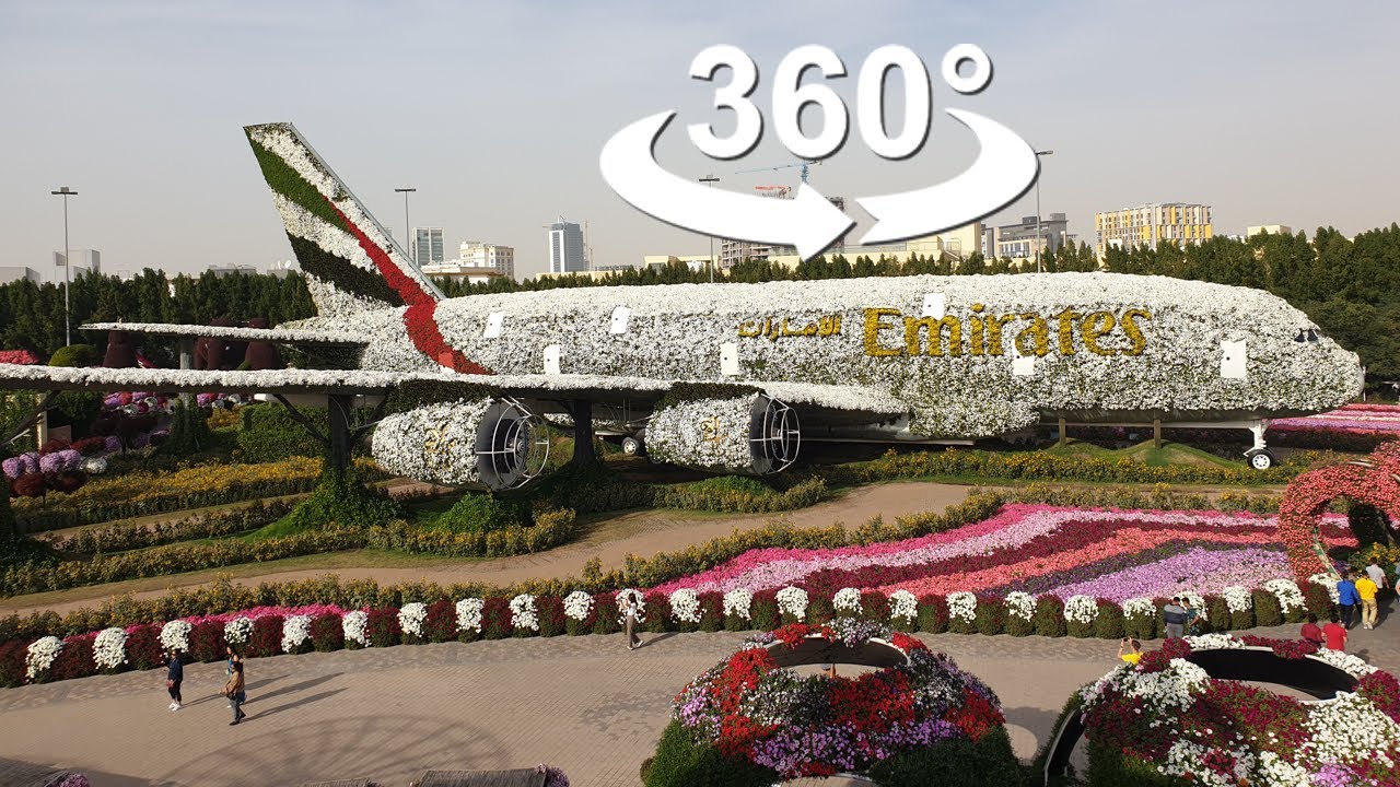 Dubai Miracle Garden, Emirates Airbus A380, VR 360 Video - YouTube