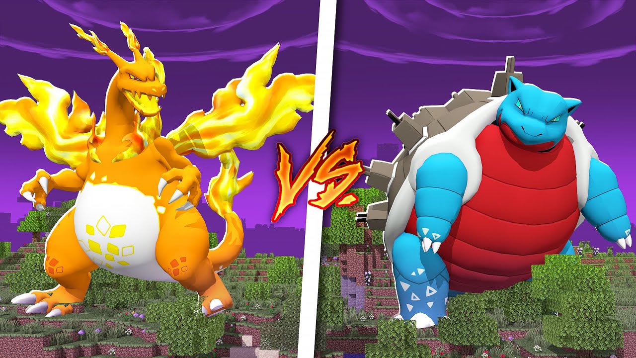 CHARIZARD GIGANTAMAX vs BLASTOISE GIGANTAMAX no MINECRAFT - YouTube