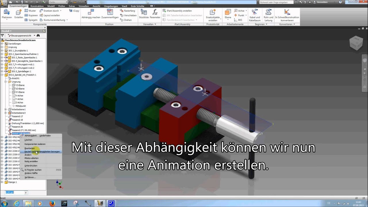 Inventor 2012 Tutorial Baugruppenfeatures 1 - YouTube