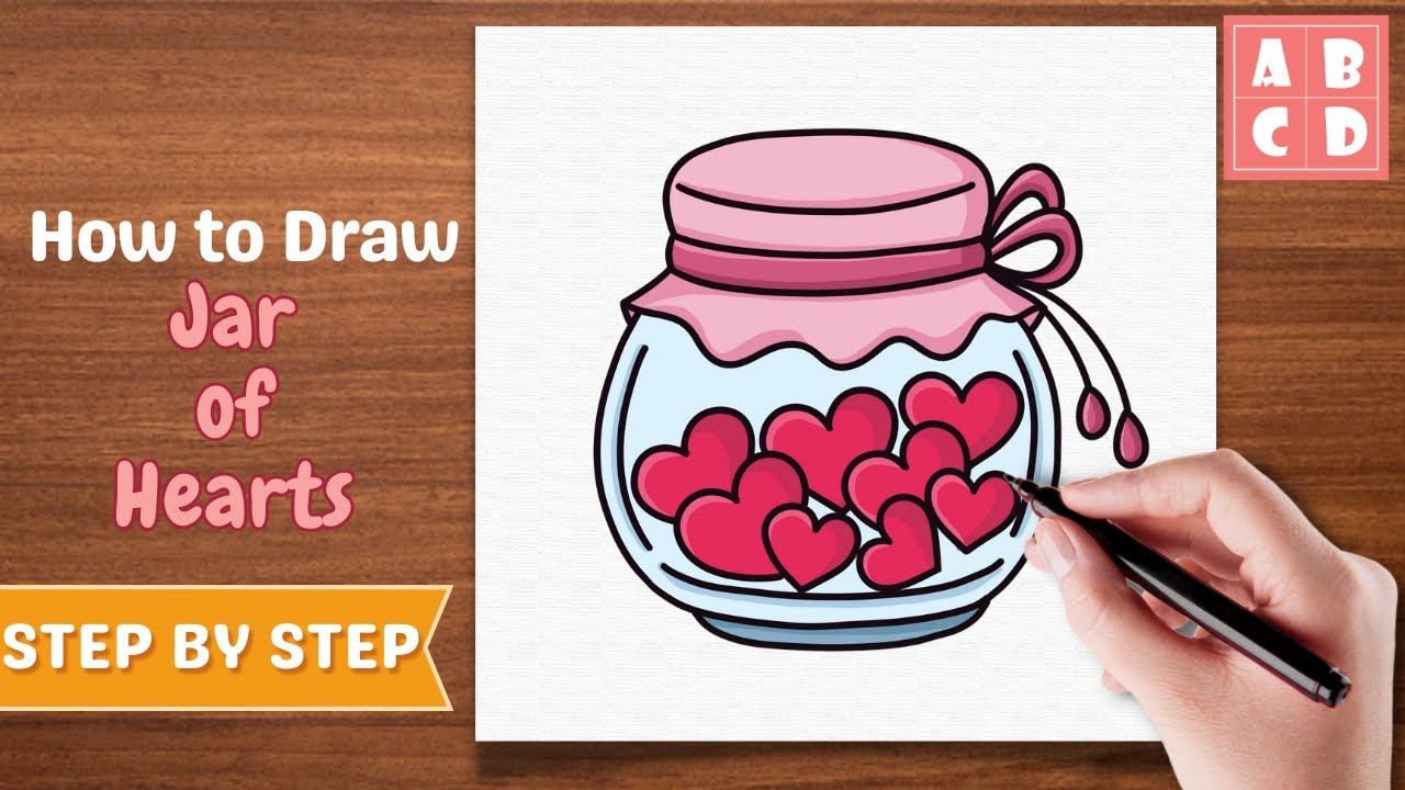 How to Draw a Jar of Hearts Easy | AnyBodyCanDraw with Sata - YouTube