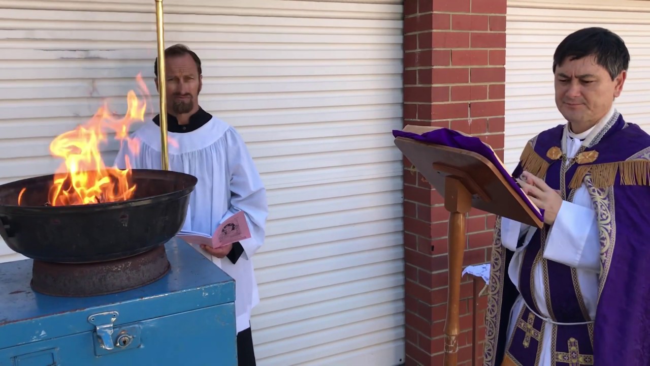 The Paschal Vigil - Blessing the New Fire - (part 1/5) Holy Saturday ...