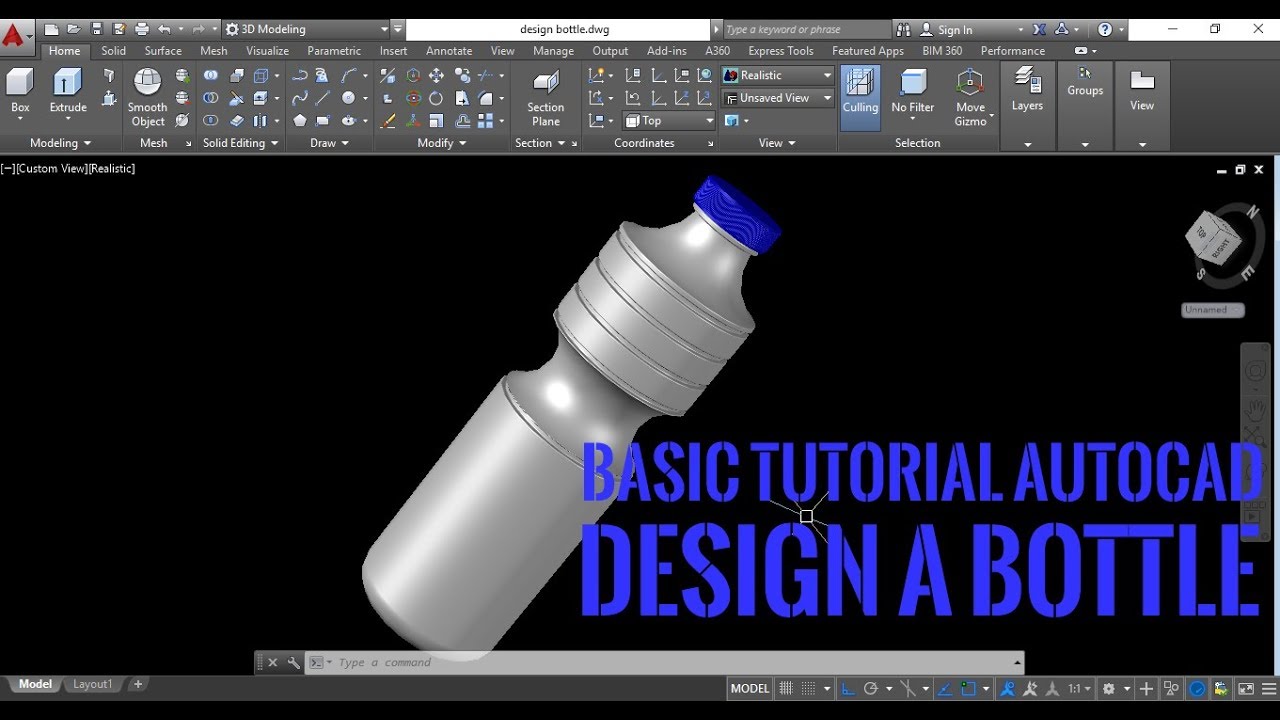 Basic Tutorial 3D AutoCAD | Design A Bottle - YouTube