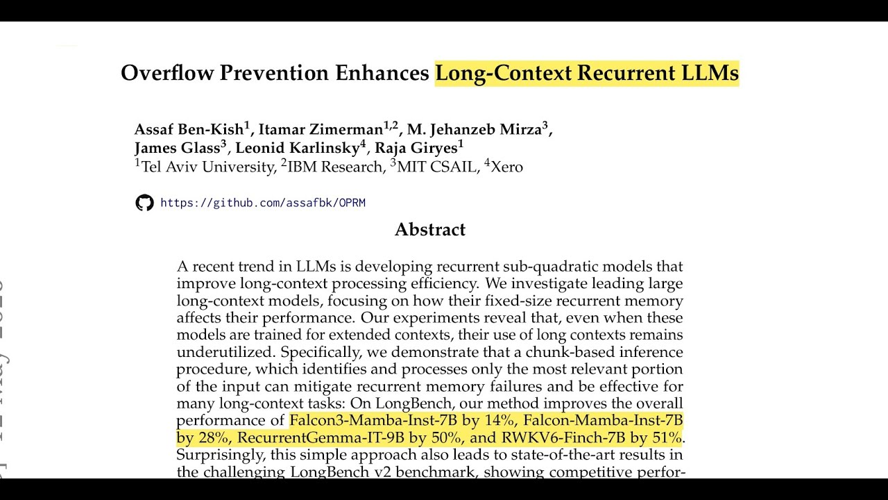 Overflow Prevention Enhances Long-Context Recurrent LLMs - YouTube