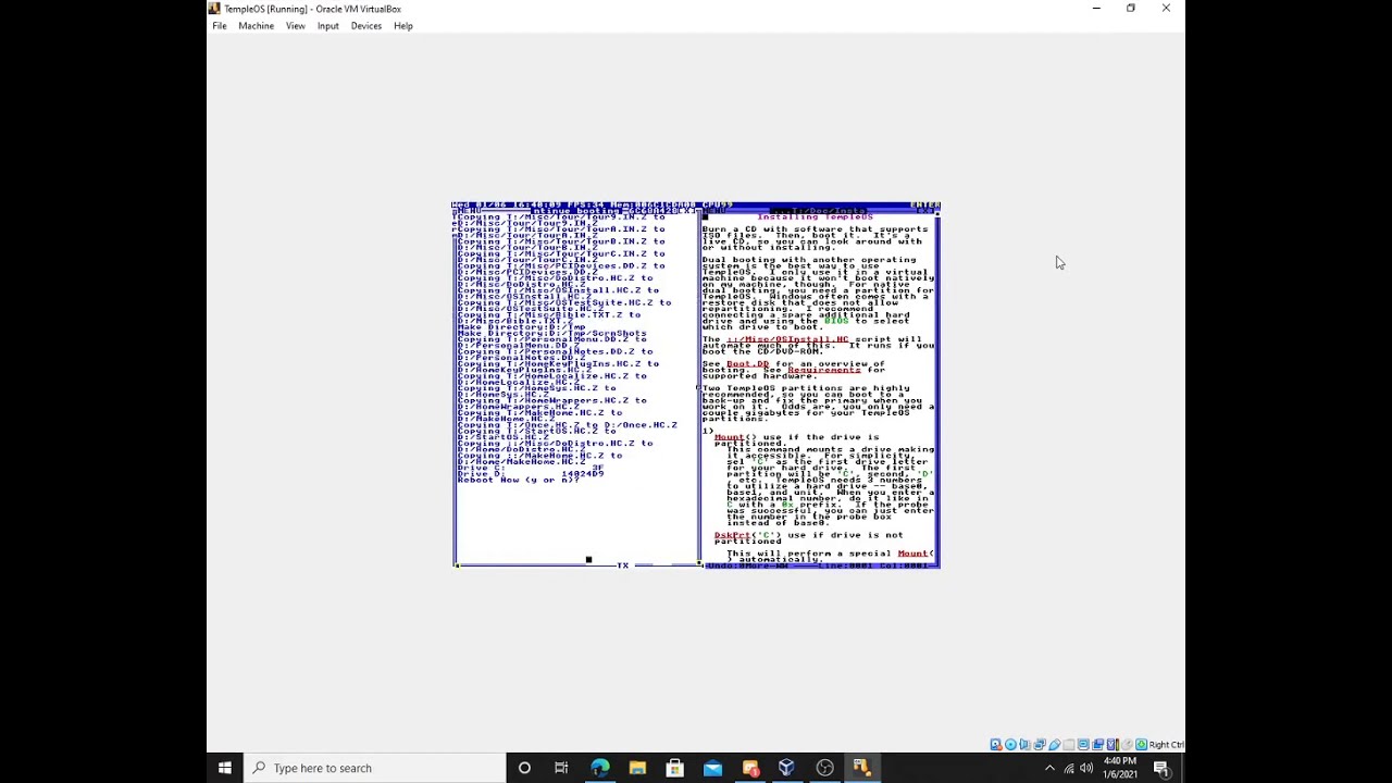 Installing TempleOS In A VM - YouTube