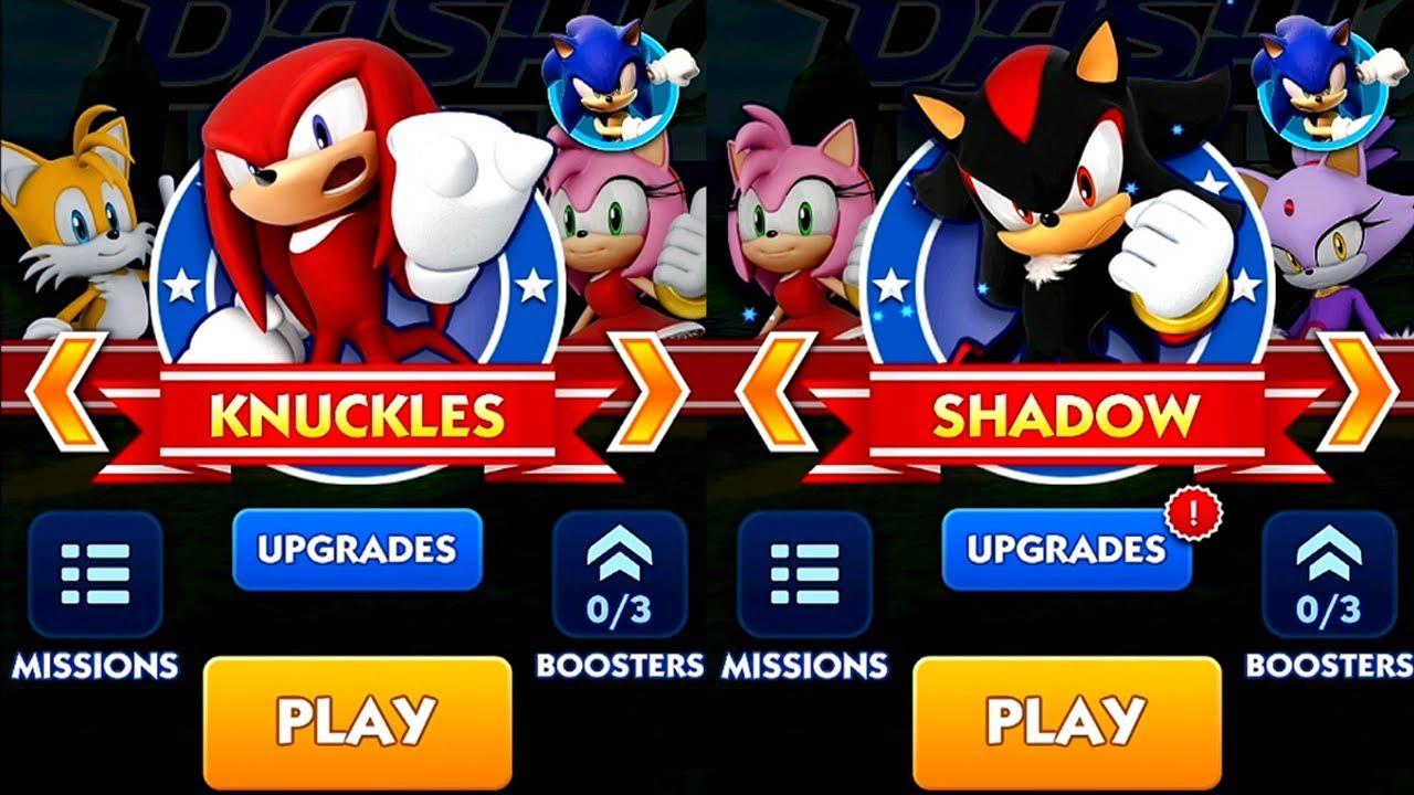 Sonic Dash KNUCKLES VS SHADOW Android iPad iOS Gameplay HD - YouTube