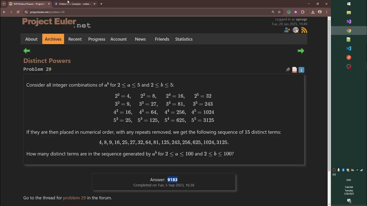 ProjectEuler.net №029. Distinct Powers (Ялгаатай зэрэгүүд) - YouTube