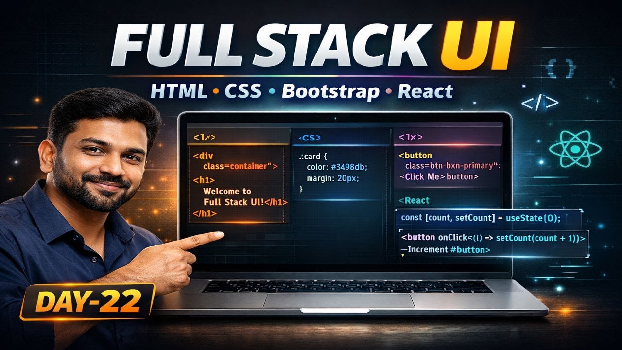 Full Stack UI Development Day 22 | HTML CSS Bootstrap React | Frontend ...