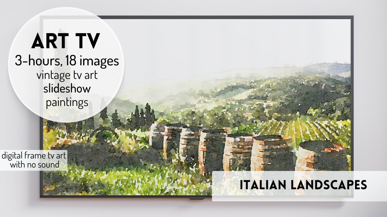 Italian Landscapes Watercolor Slideshow Vintage Art TV HD Painting Turn ...