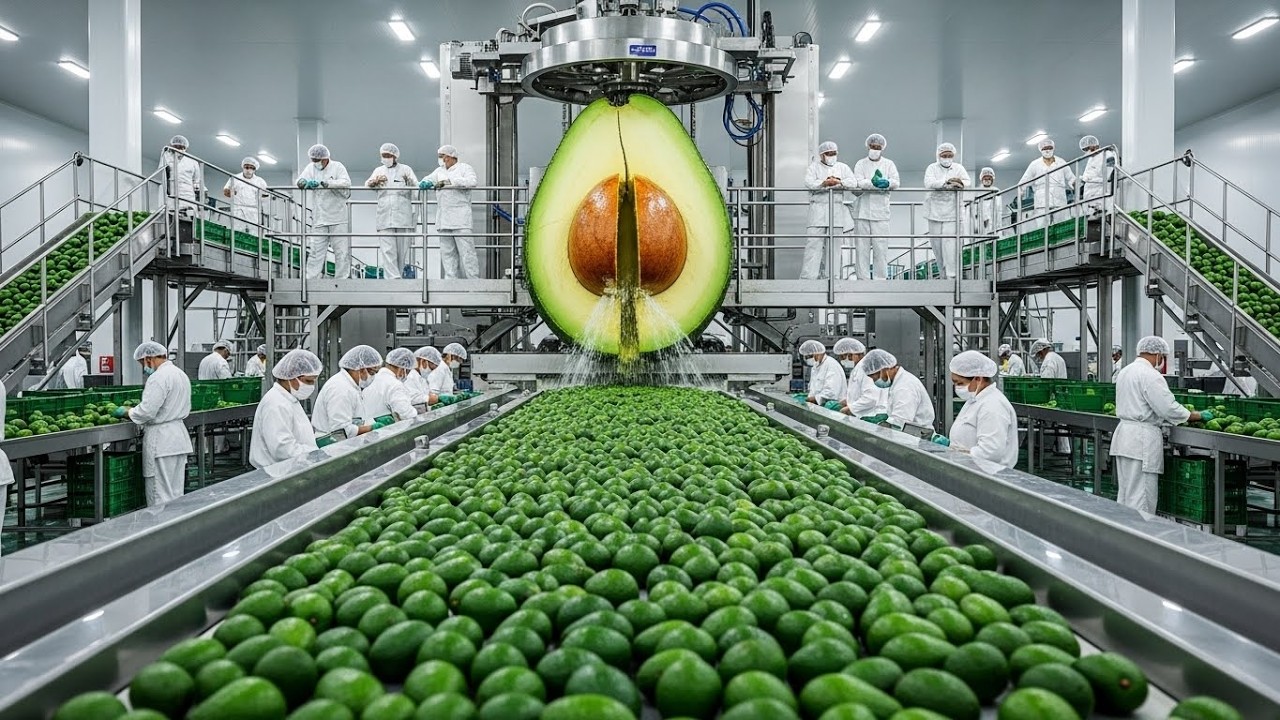 Inside a Mega Avocado Factory: Pitting the Giant Green Gold - YouTube