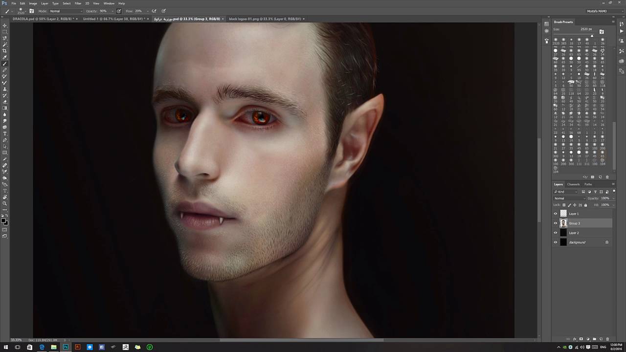 Photoshop CC : Digital painting by wacom tablet . VAMPIRE ART - YouTube