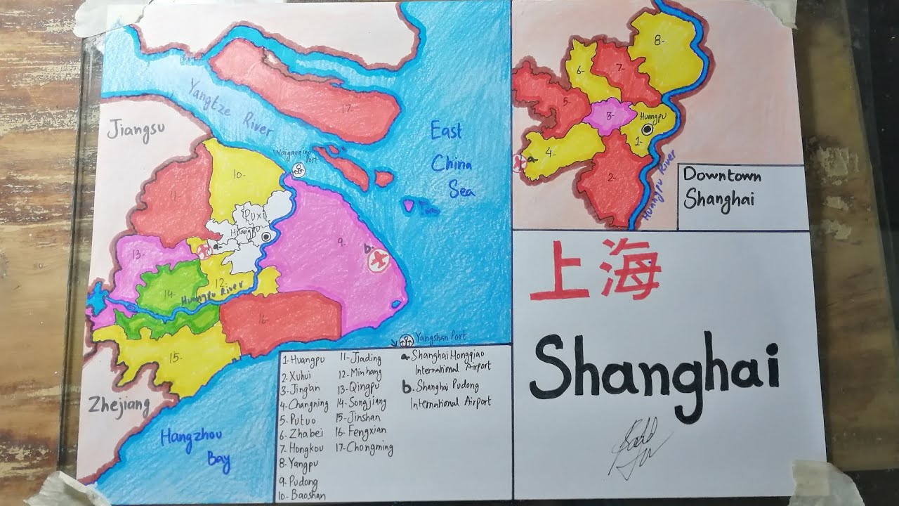 How to draw Shanghai map easy SAAD - YouTube