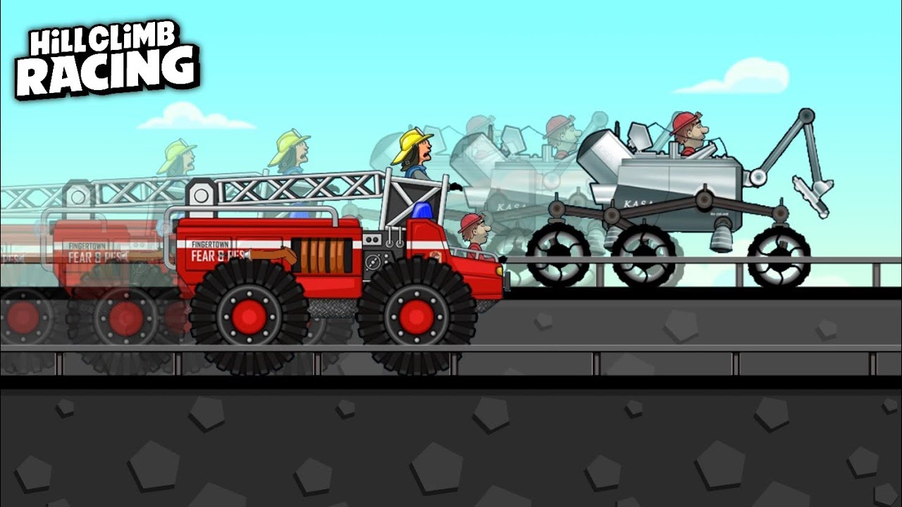 FIRE TRUCK vs MOONLANDER (DRAG RACING) - Hill Climb Racing - YouTube