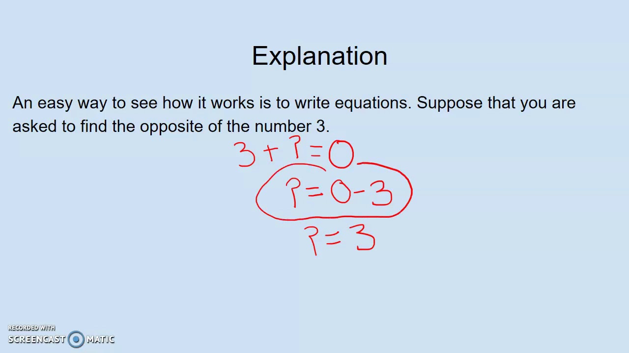How to find the opposite of an integer/number. - YouTube