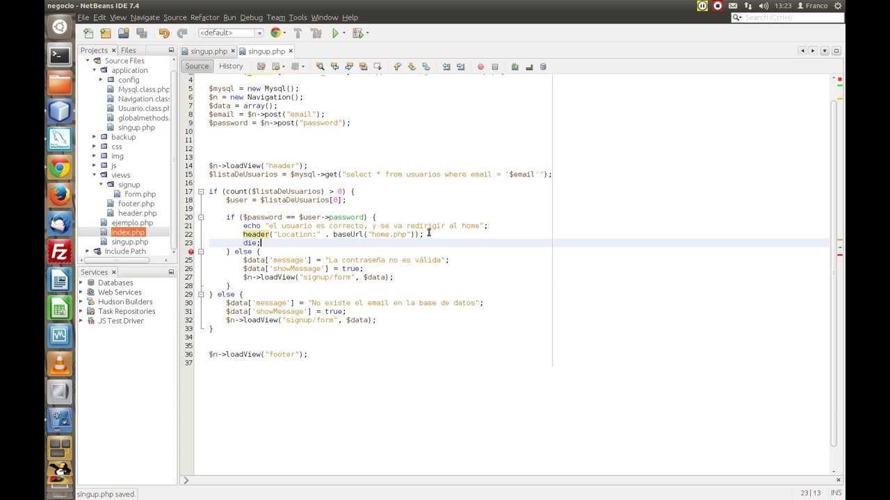 SISTEMA PARTE 6 PHP POO Validando datos con MYSQL y mostrando mensajes ...