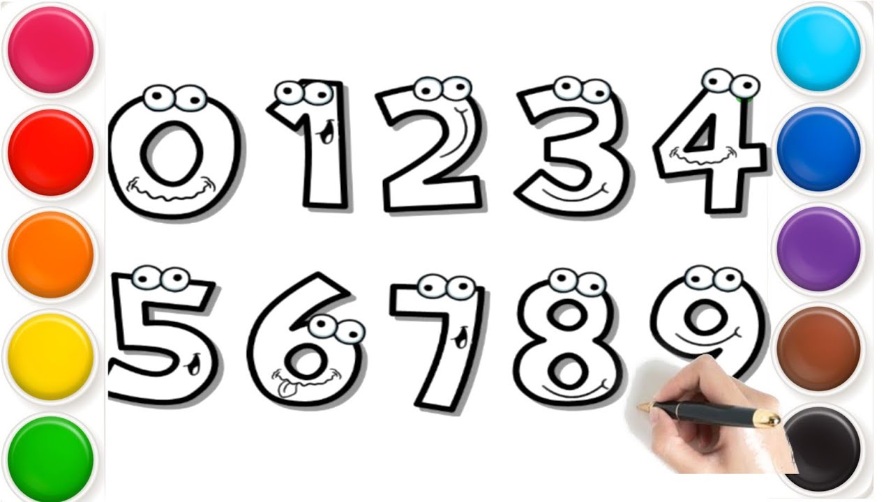 0 To 9 number Drawing, painting, & coloring for kids & toddler | How to ...