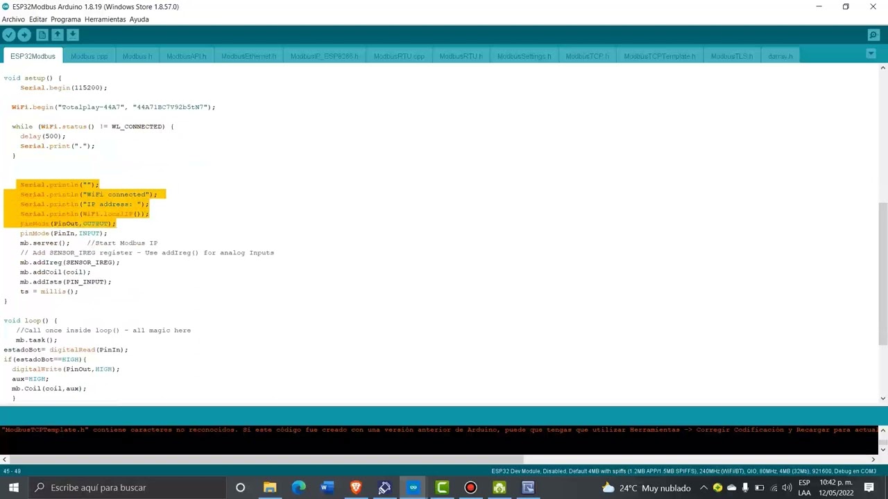 HMI Weintek +ESP32 con MODBUS - YouTube
