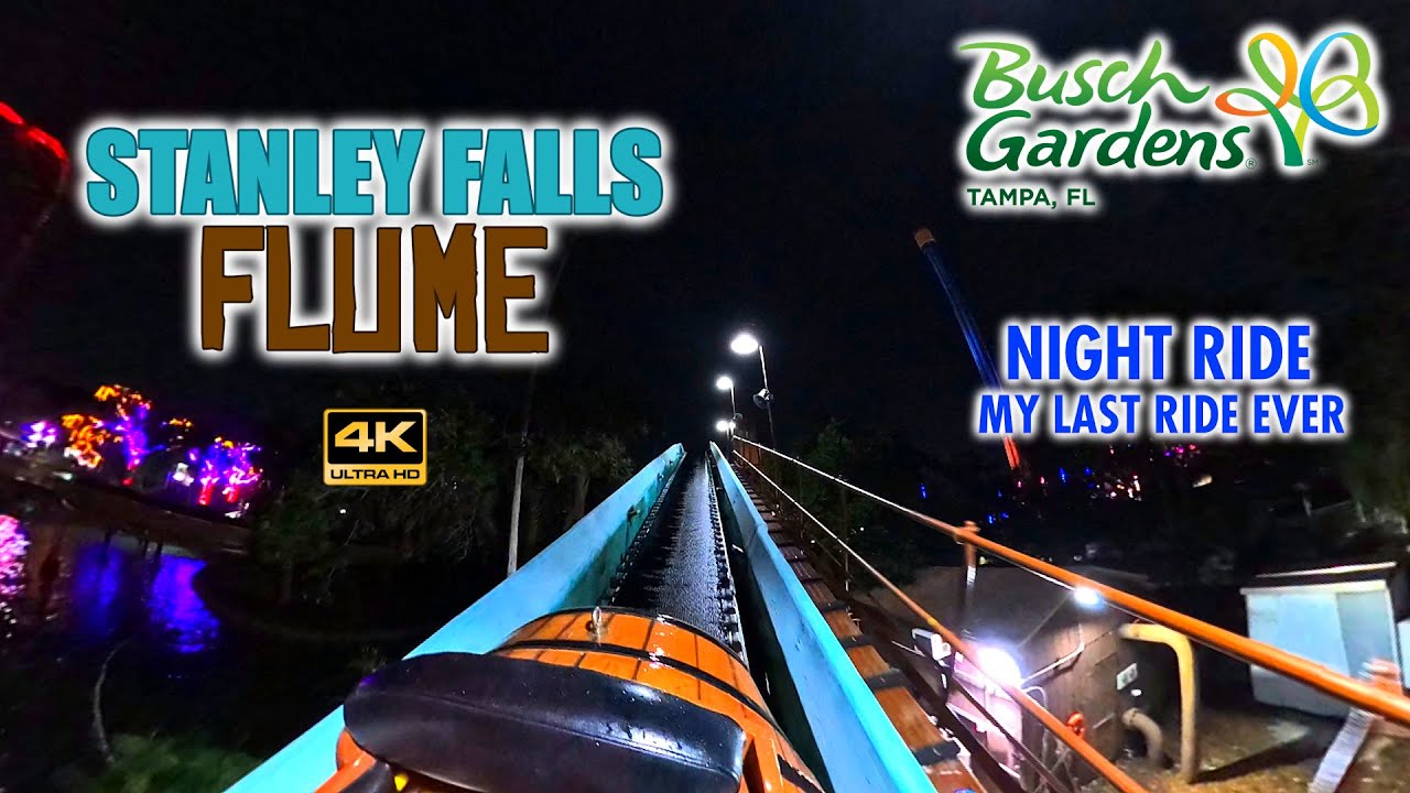 [4K] Stanley Falls Flume - Classic Log Ride at Night | On-ride POV ...
