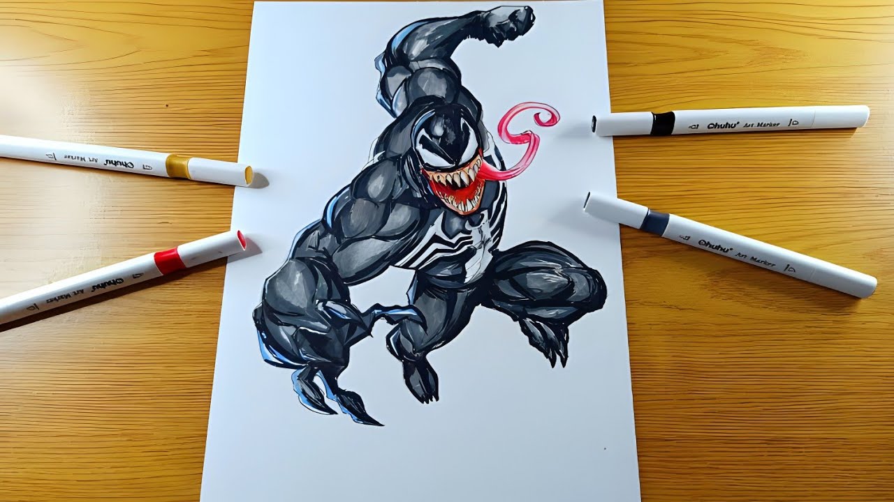 How To Draw Venom | Venom Drawing | Step By Step - YouTube