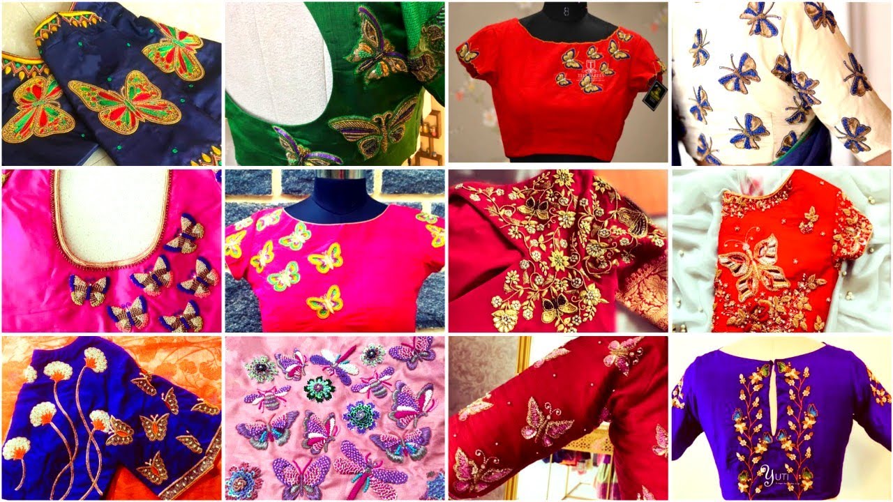 Butterfly 🦋 Work Blouse designs || Maggam Work Blouse Designs New - YouTube