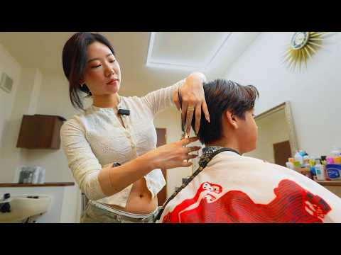😴(ASMR) A Haircut That Felt More Like Therapy – Meet Japanese Female Barber Ayumi