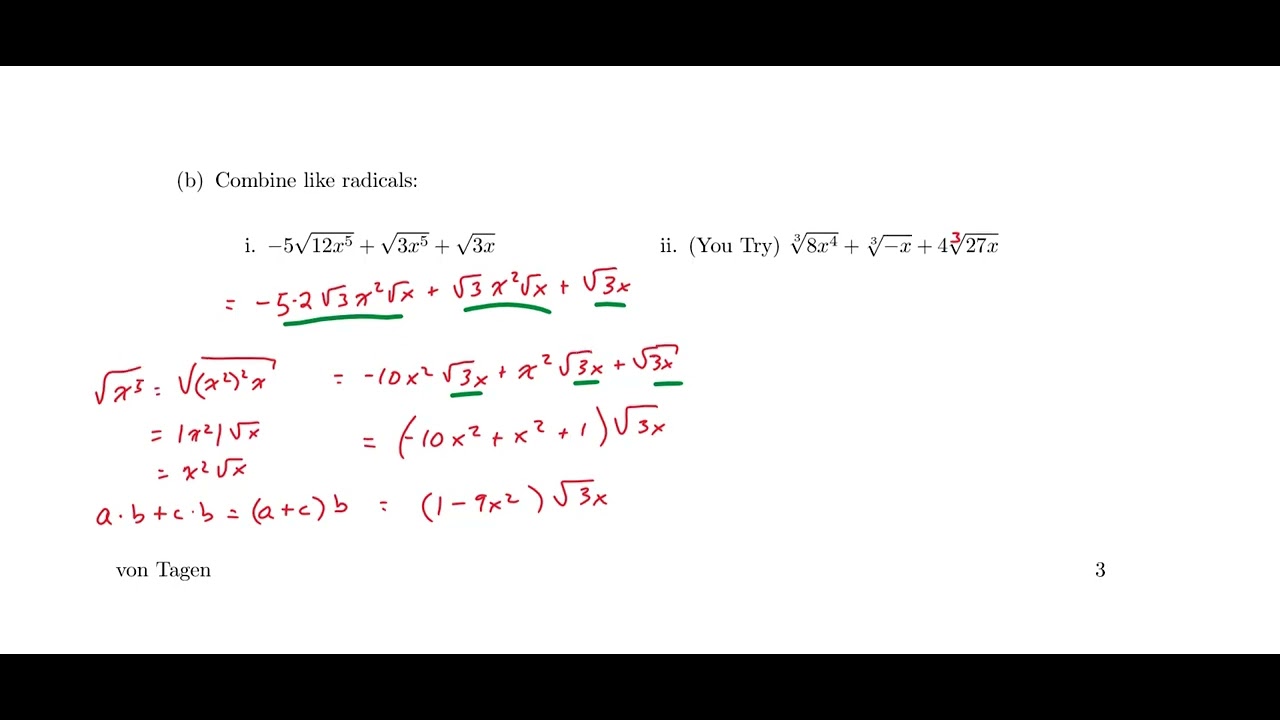 Examples of simplifying n-th roots - YouTube