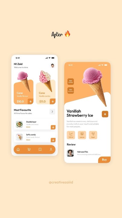 Ice cream App UI Design Tutorial in Figma #design #figmadesign #tutorial #shorts #youtubeshorts ...