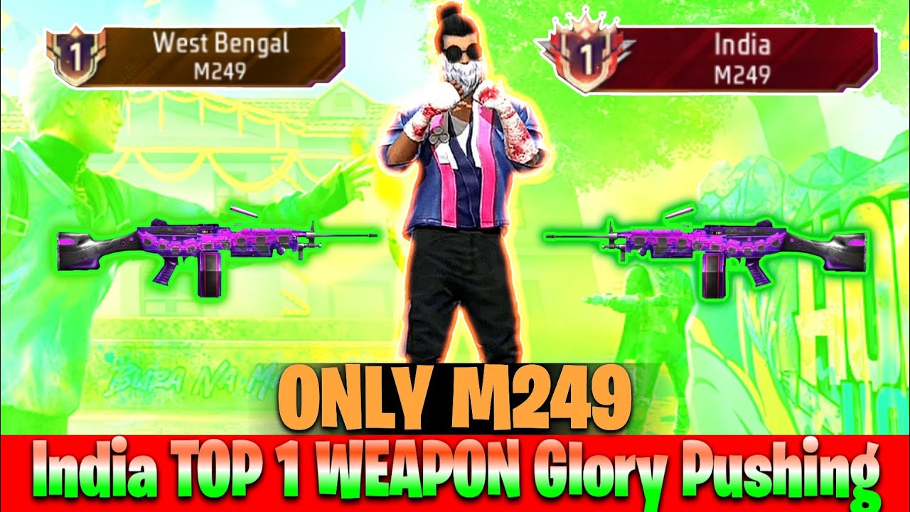 🔥 TOP 1 INDIA Weapon Glory Pushing Overpower 🥵 MACHINE GUN - M249 | Ep ...
