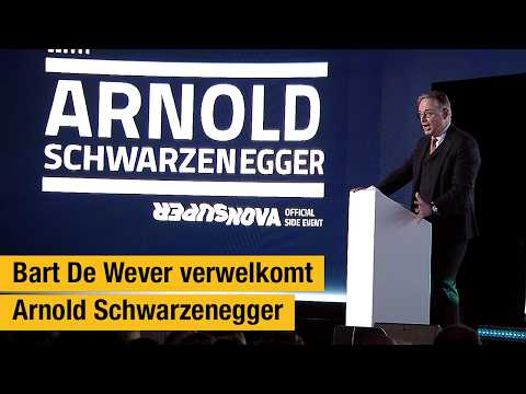 Bart De Wever verwelkomt Arnold Schwarzenegger