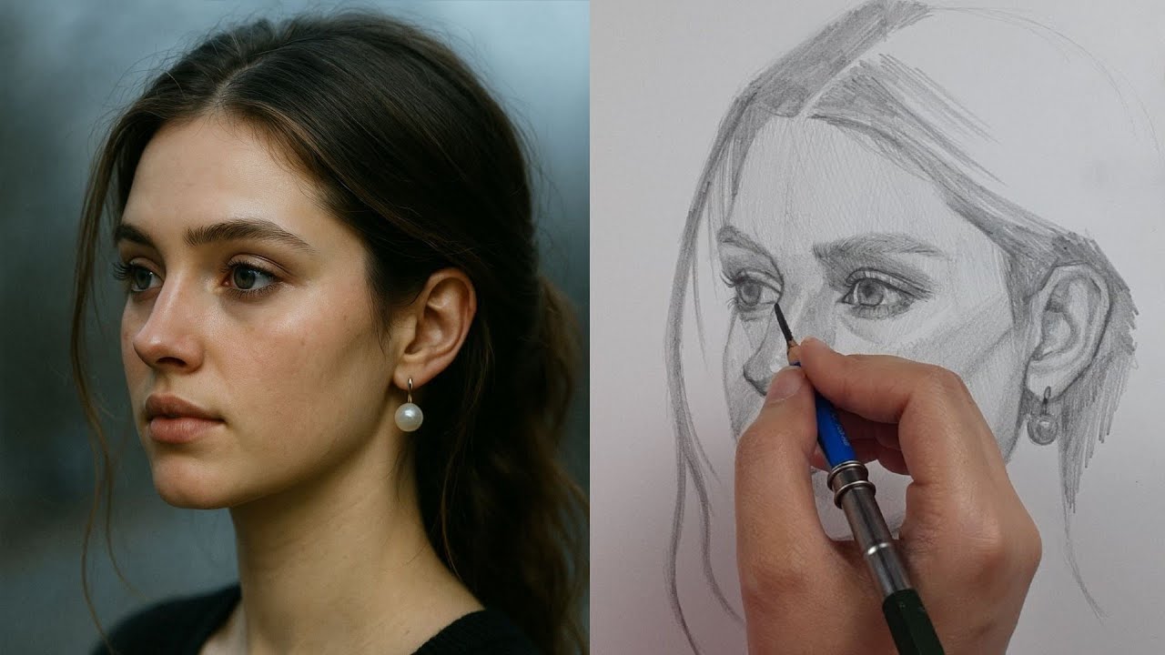 Realistic Female Portrait Drawing | Pencil Timelapse with Photo ...