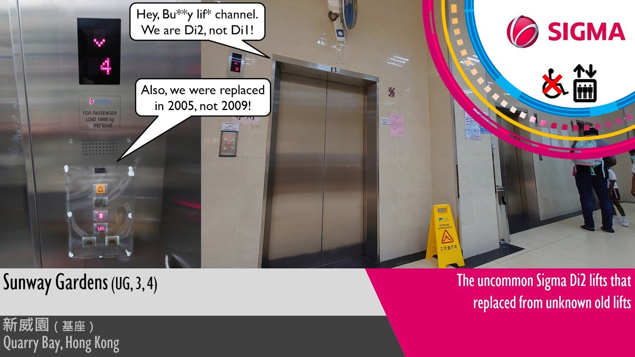 Replaced Sigma Di2 Traction Lifts at Sunway Gardens, Hong Kong (UG, 3 ...
