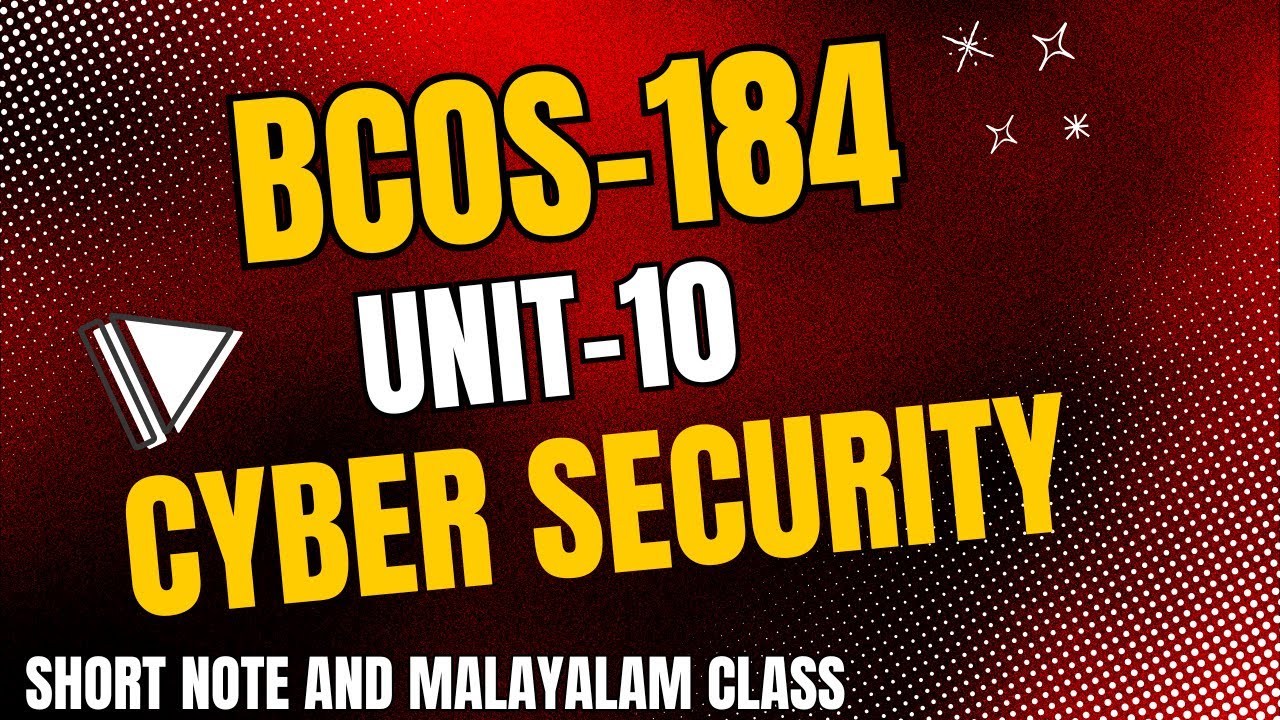 BCOS-184| E-COMMERCE |UNIT-10| CYBER SECURITY - YouTube