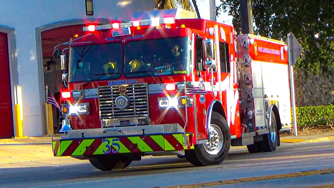 Fort Lauderdale Fire Rescue- Engine 35 Responding - YouTube