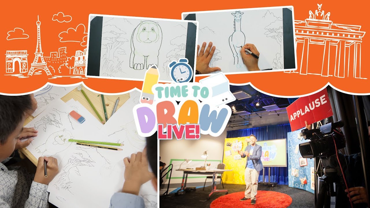 Time to Draw LIVE - How to Draw a Hippopotamus and a Giraffe - YouTube