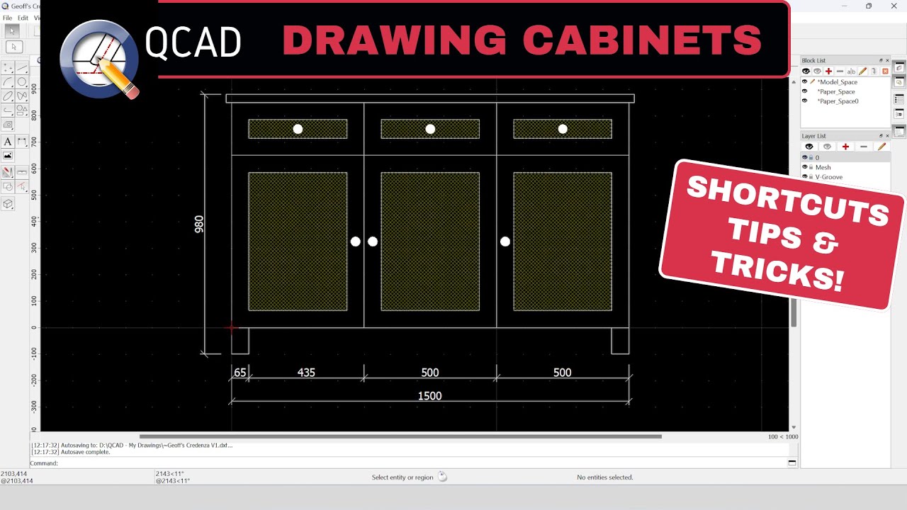QCAD Drawing Basic Cabinets & Joinery | QCAD CAM - YouTube