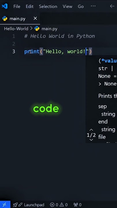 Our first Hello world programm in python | #python | #coding | #short ...