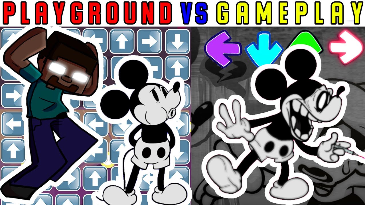 FNF Character Test | Gameplay VS Playground | Herobrine | Mickey Mouse ...