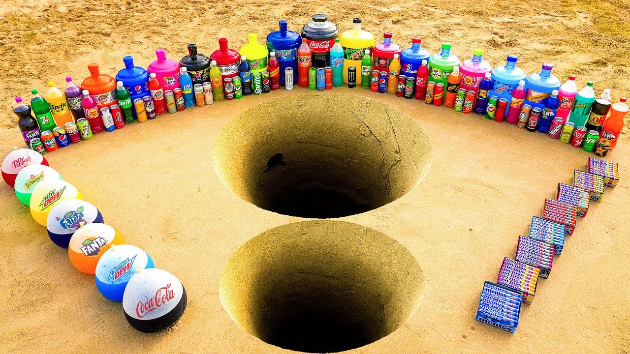 Big Toothpaste Eruption from 2 Holes with Giant Coca Cola Bottles, Mtn ...