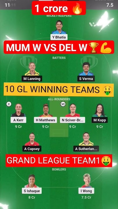 MUM W VS DEL W dream11 prediction | DEL W VS MUM W dream11 prediction #viral #shorts #dream11 # ...