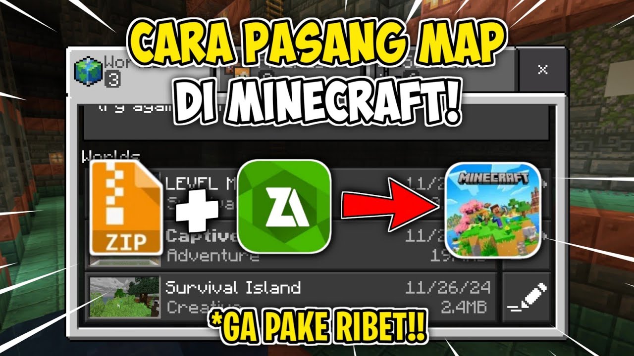 TUTORIAL CARA PASANG MAP DI MINECRAFT TERBARU 2024 ! NGGAK PAKE RIBET 100% BERHASIL!! - YouTube