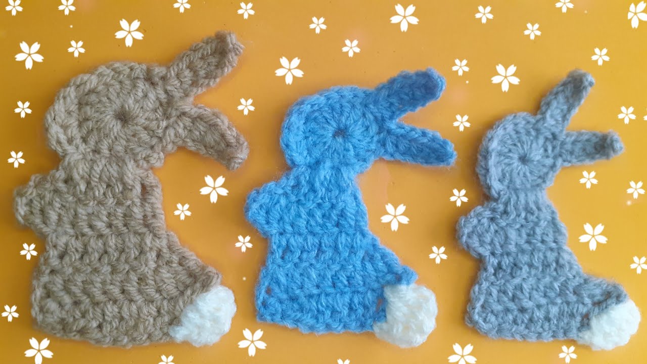 Crochet Rabbit Applique 🐇 Crochet Bunny Rabbit applique motif 🐇 Crochet ...